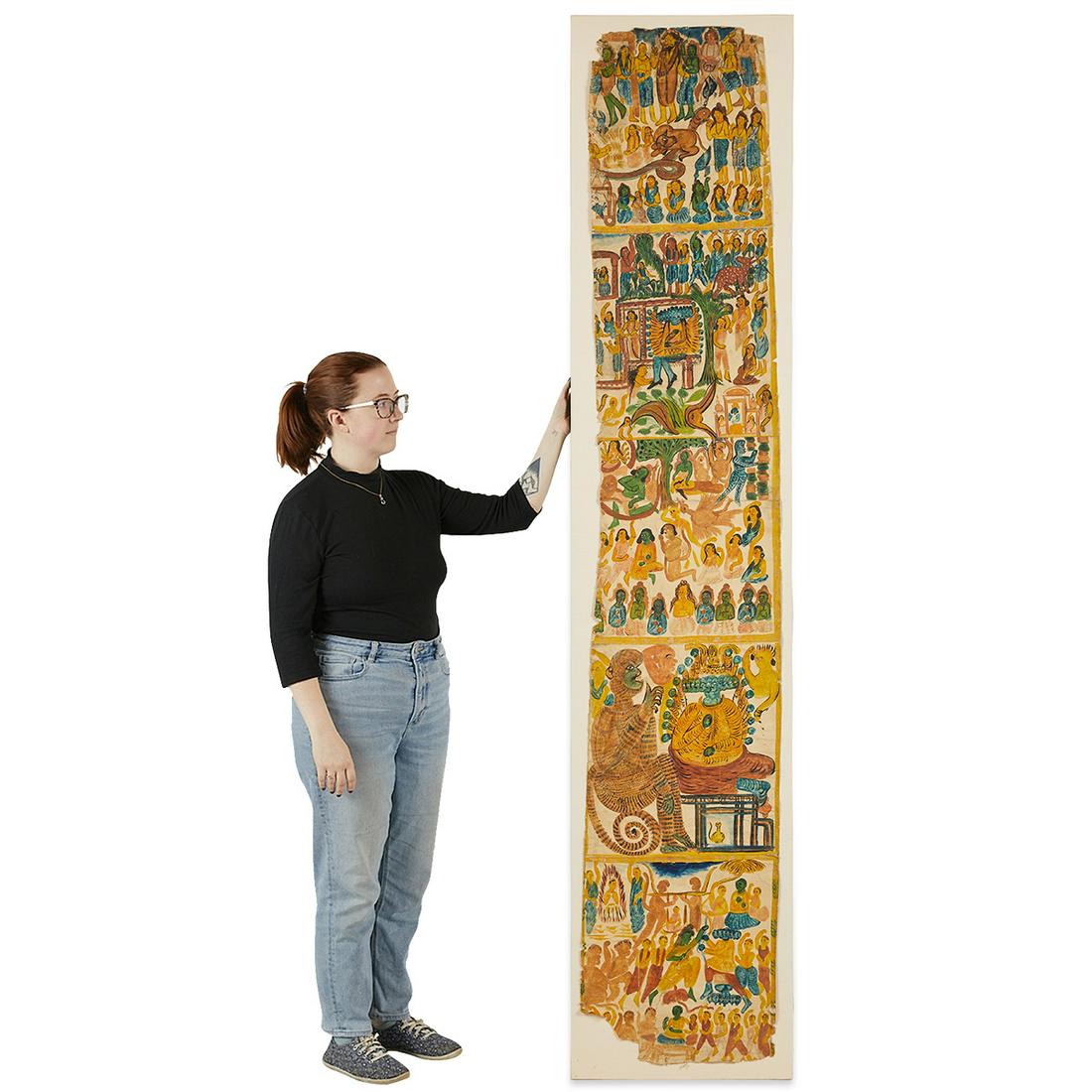 Large Pattachitra Ramayana Scroll Painting Auction