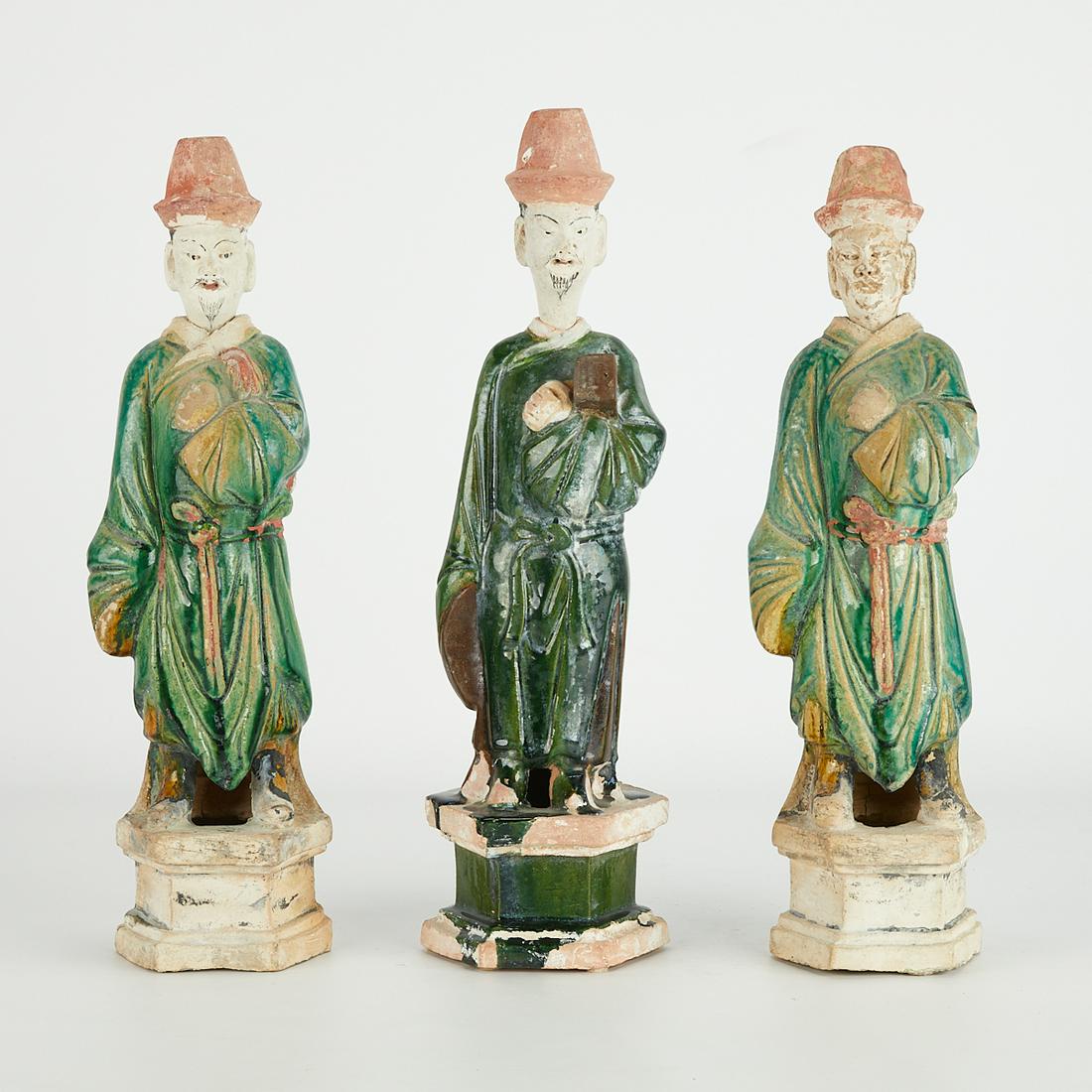 3 Chinese Mingqi Ceramic Tomb Figures Auction
