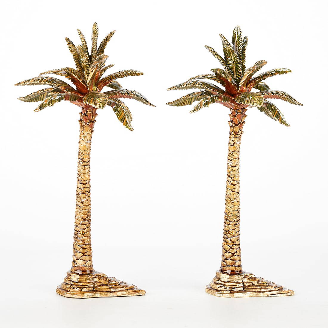 Pair Jay Strongwater Gilt Palm Trees For Nativity Auction