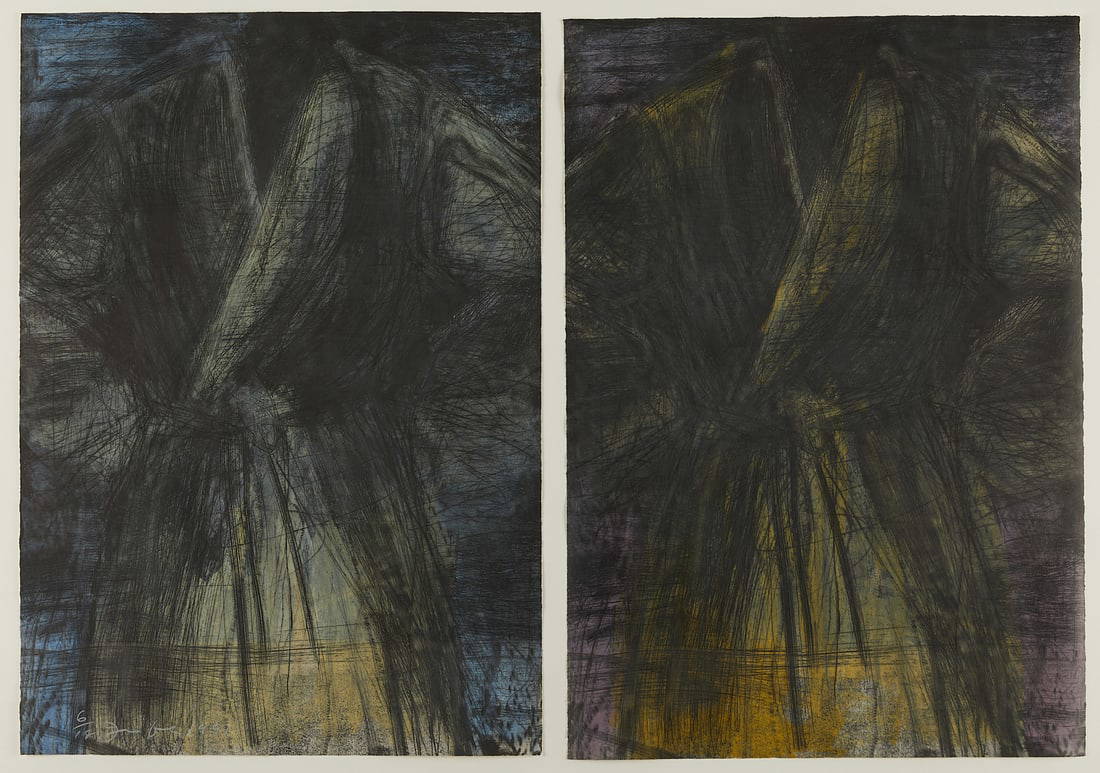 Jim Dine "two Dark Robes" Mixed Media 1991 Auction