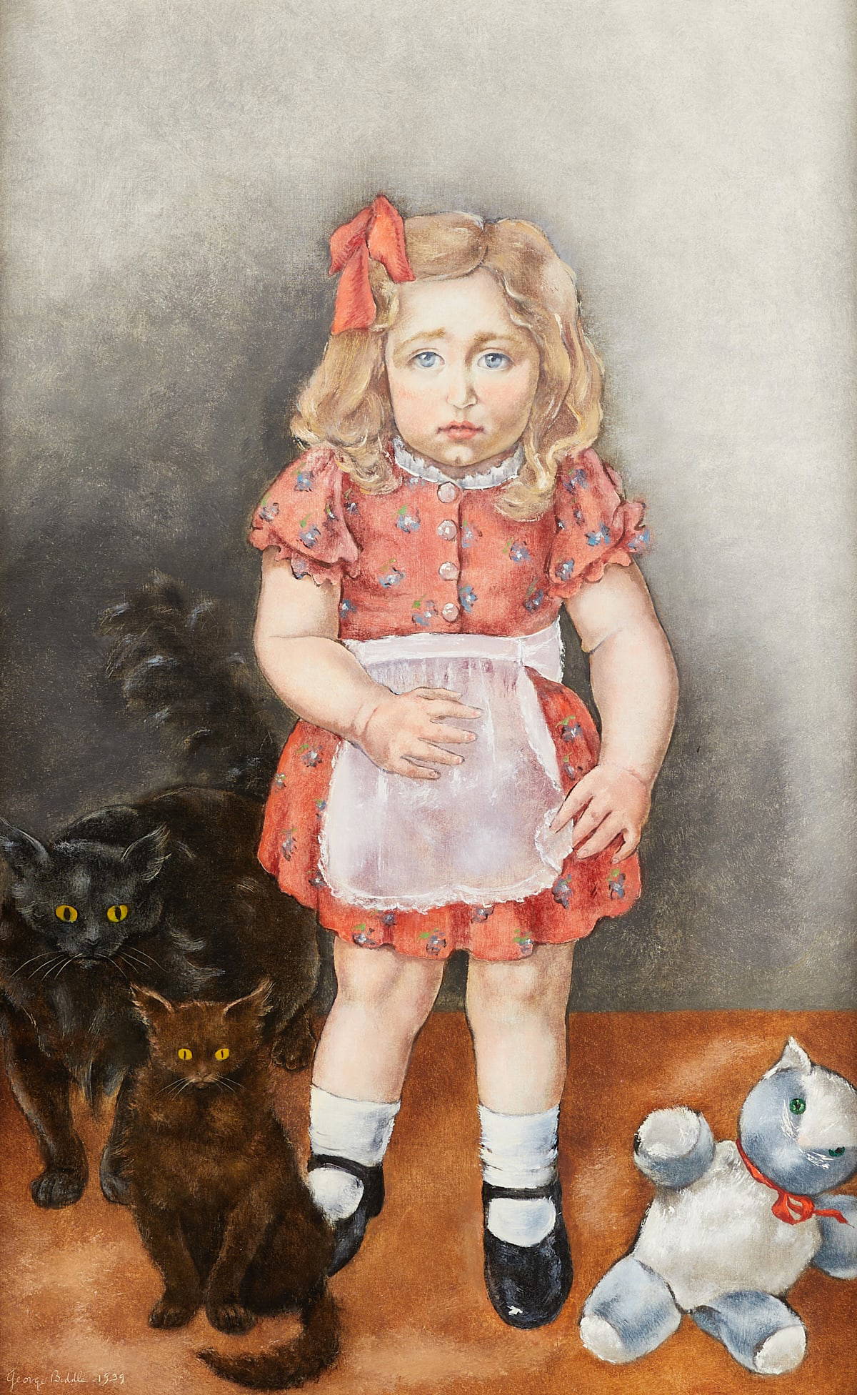 George Biddle "mimi Kaplan With Cats" Painting Auction