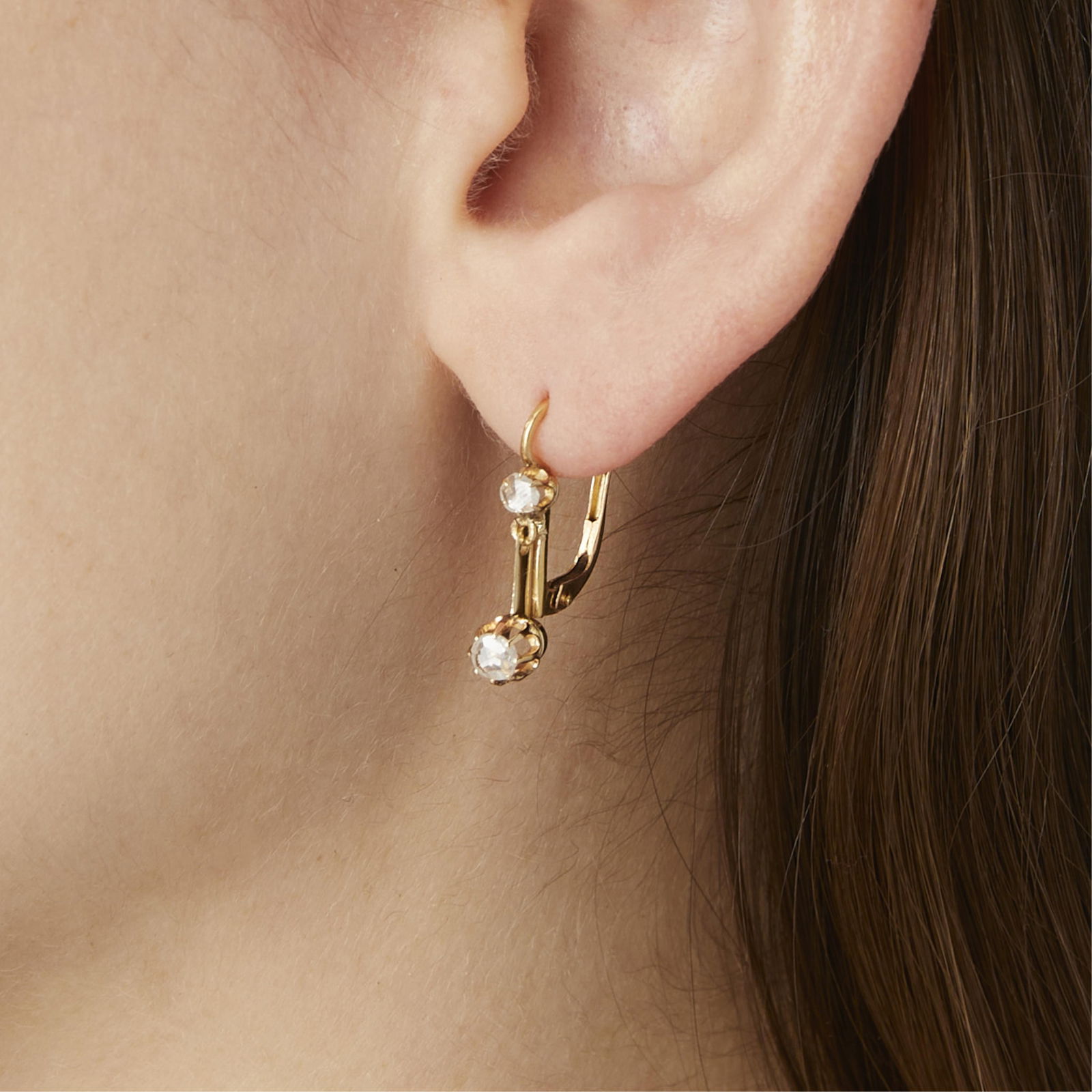 Victorian 14k & Diamond Dormeuse Earrings Auction