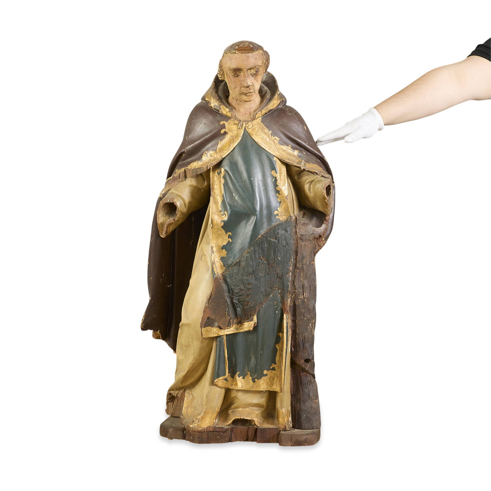 Large Polychrome Early Saint Statue Auction