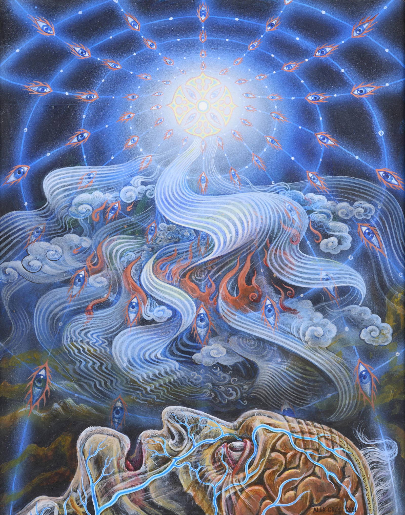 Alex Grey "the Soul Finds It's Way" Painting 2001 Auction