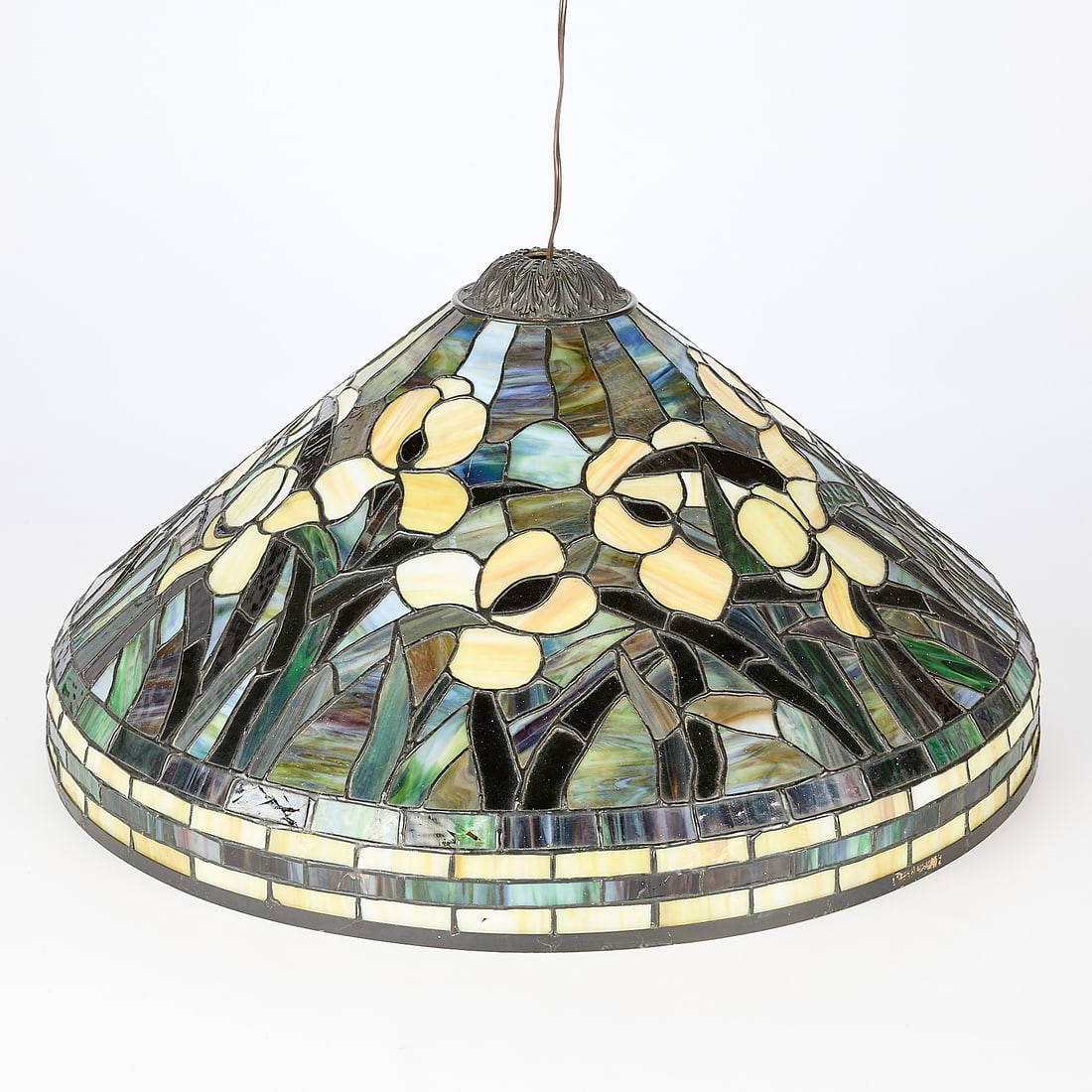 Poss. Somers Large Glass "iris" Chandelier Lamp Auction