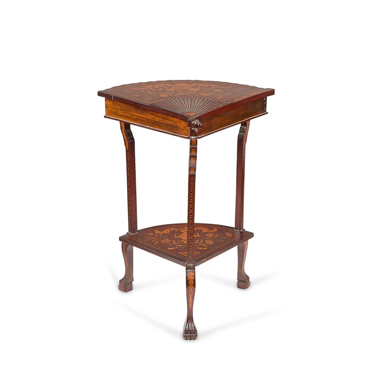 Continental Marquetry Wooden Fan Side Table Auction