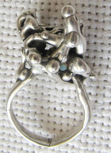 Vintage Modernist Silver Sterling Jewish Dance Ring, Size: 7.5 ...