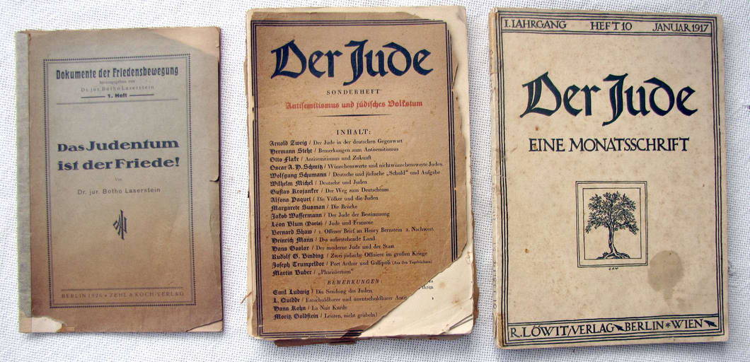 3 Antique Books On Judaism In German: Der Jude, 2 Issues 1917, 1925; B ...