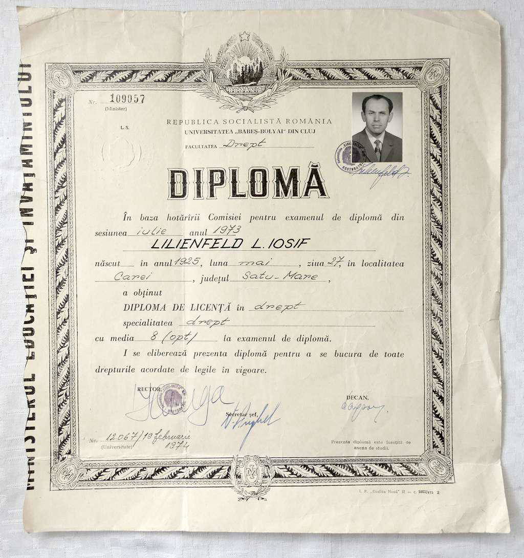 Romanian Litho Certificate Diploma Of Â€œbabes-bolyaiâ€ Din Cluj ...