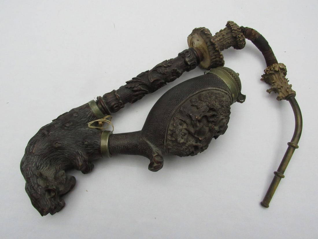 Antique And Impressive German Bavarian "black Forest" Smoking Pipe Auction