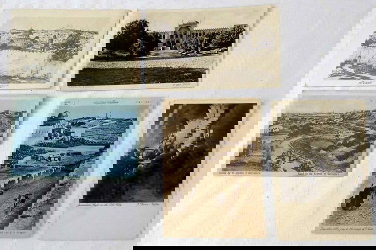 5 Antique Postcards. Views Of Jerusalem, Haifa, Photos By Benor Kalter ...