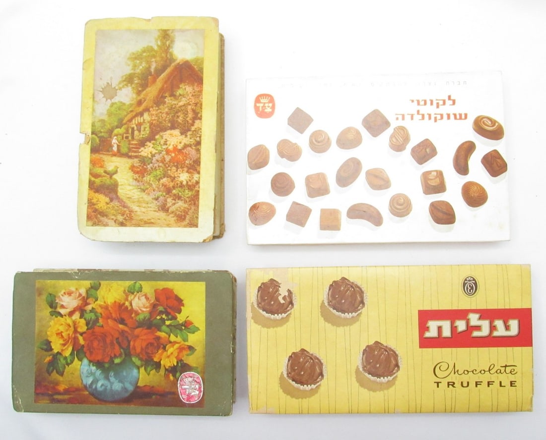 An Assortment Of 4 Vintage Israeli Candy/chocolate Cardboard Boxes