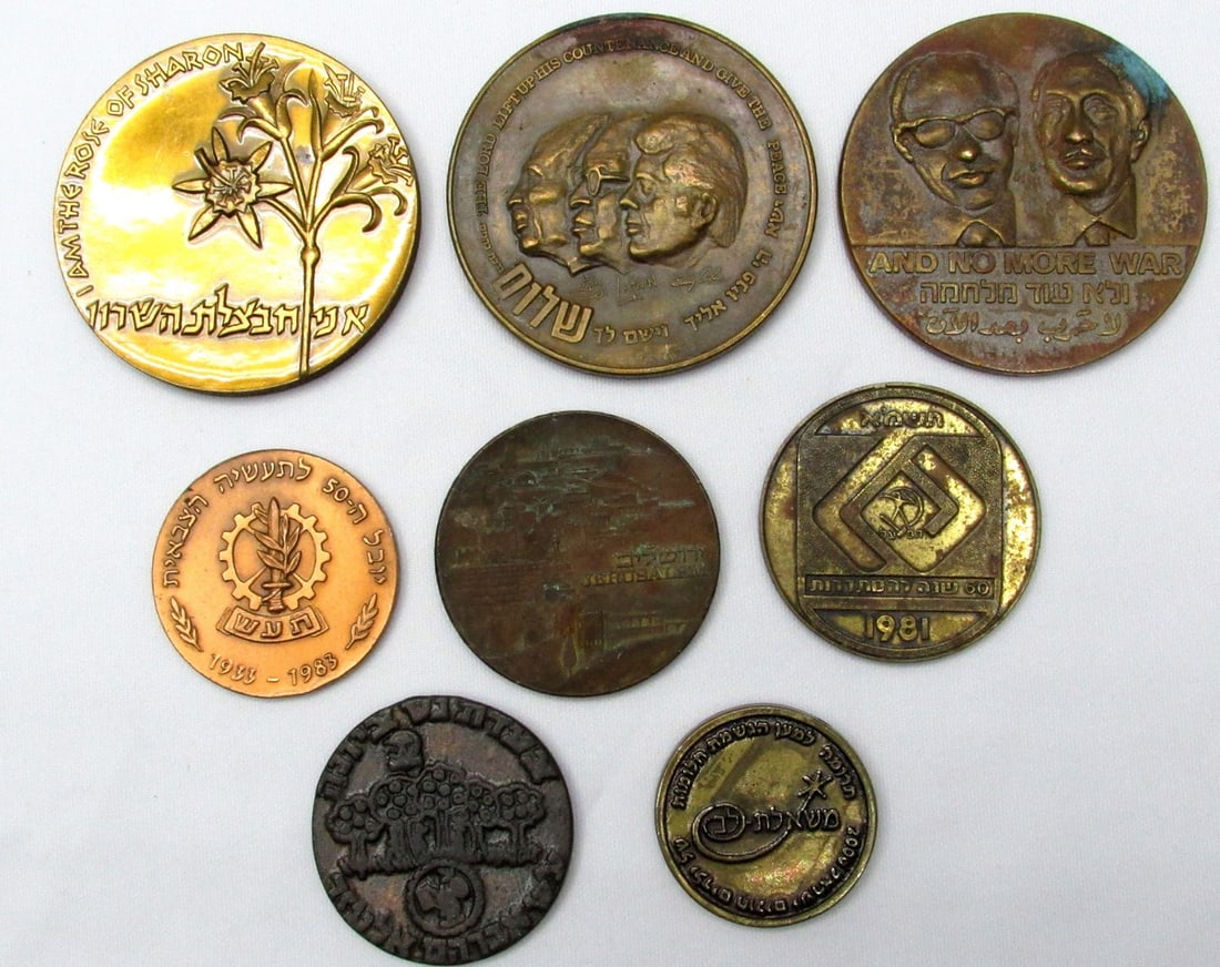 An Assortment Of 8 Bronze Medals/tokens, Most Of Them Issued By Israel ...