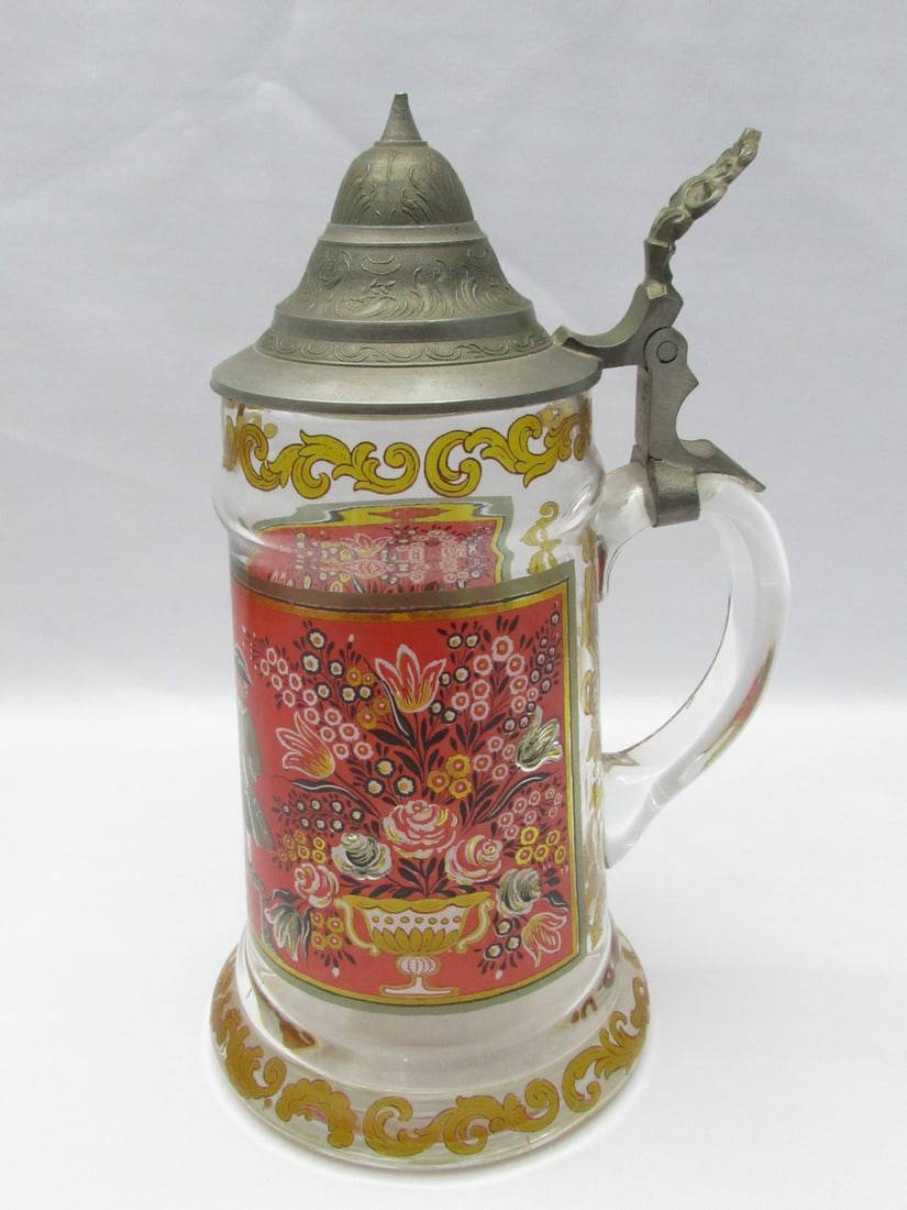 Old German Glass Beer Tankard Auction