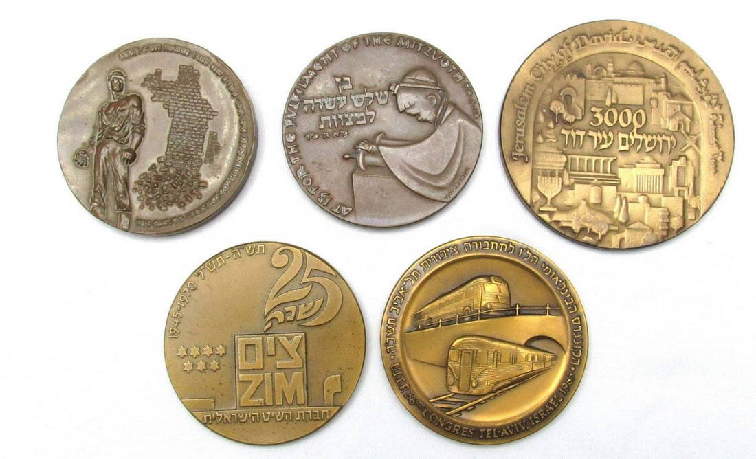 An Assortment Of 5 Medals Issued By Israel Coins And Medals Corp. Auction
