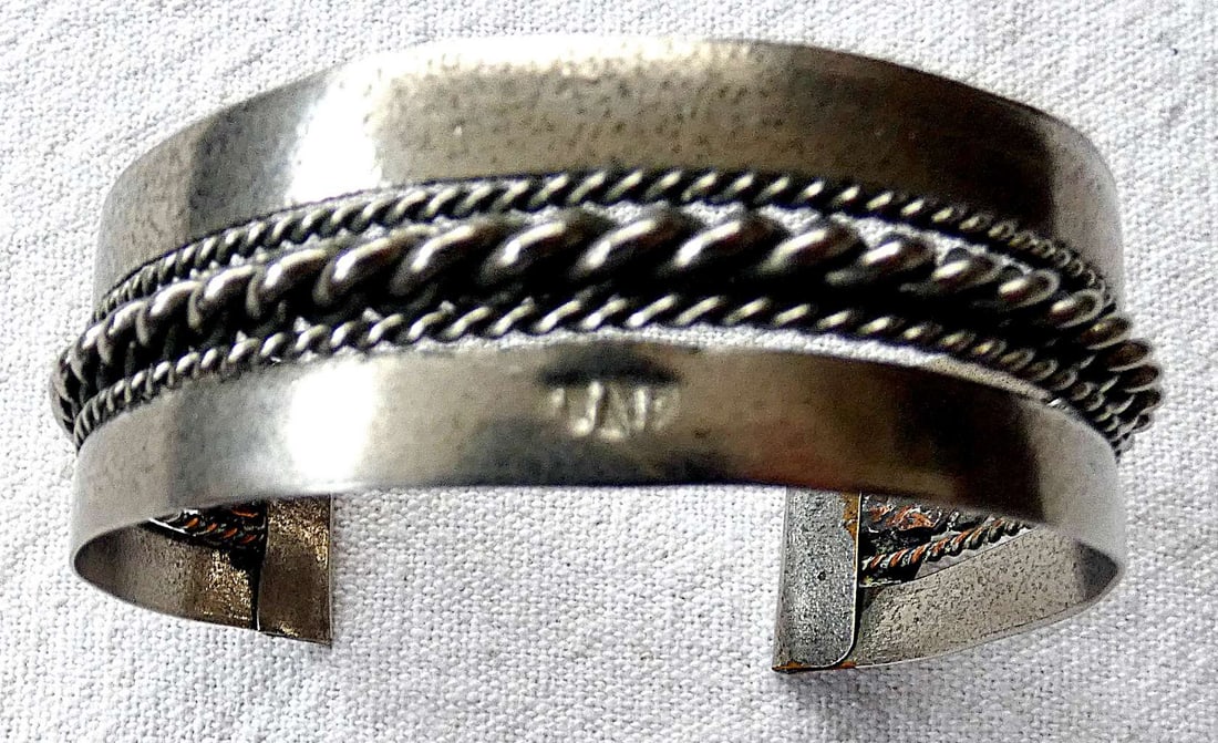 Iraq Antique Tribal Filigree Lower Grade Silver Cuff Bracelet, Signed ...