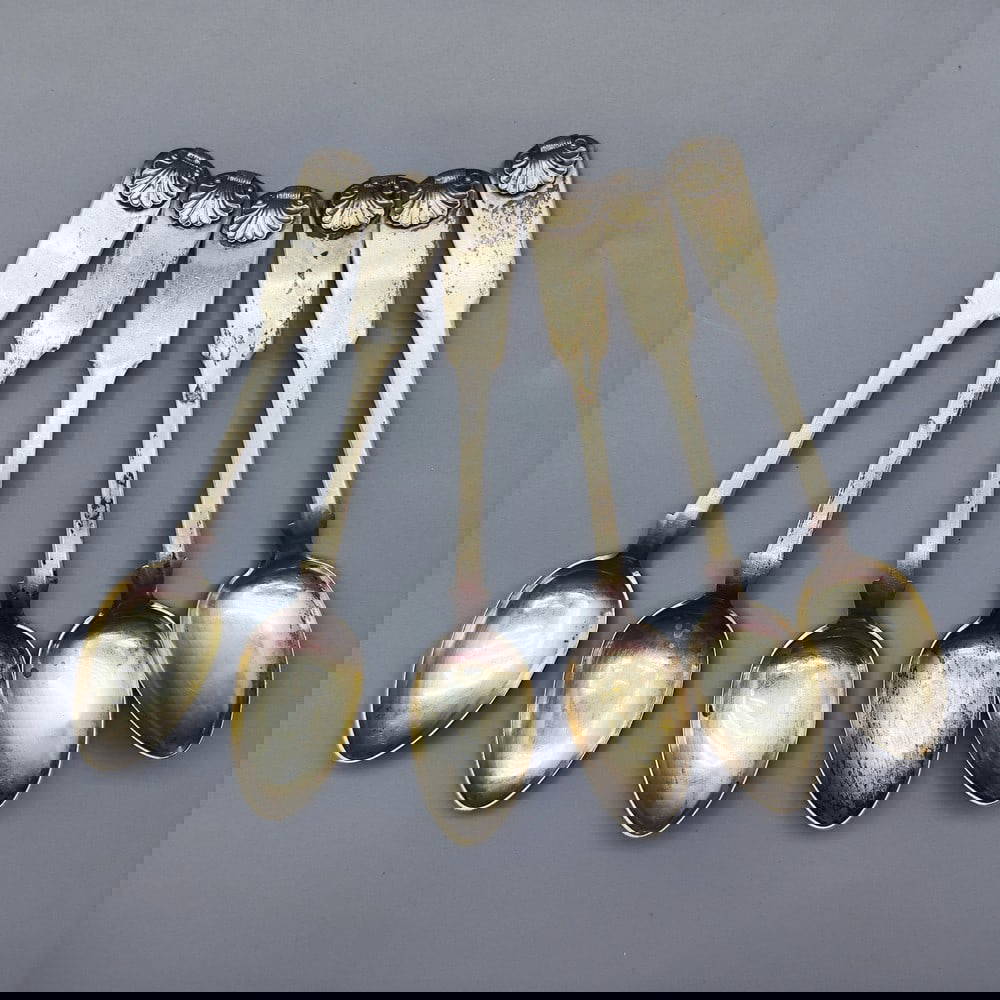 Set Of 6 Antique Silver Tea/sugar Spoons Auction