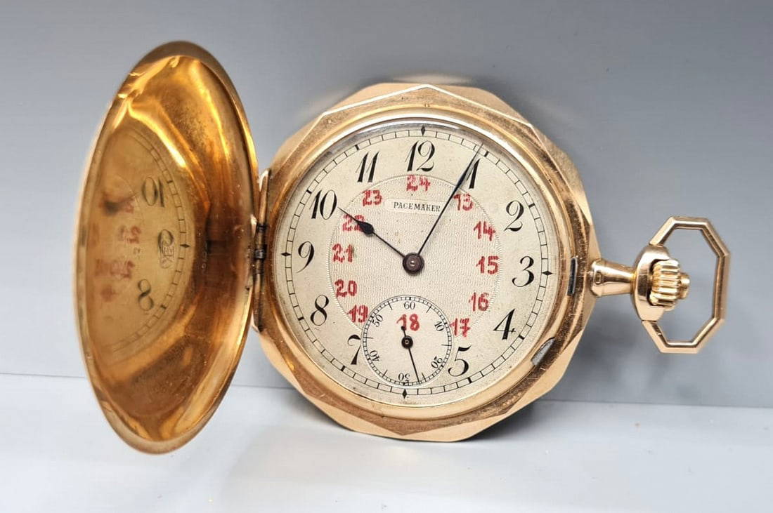 14k Gold Swiss Art Deco 3 Lid Pocket Watch Made By Pacemaker Auction
