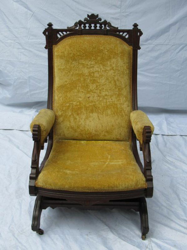 535: RUSSIAN STYLE CARVED WOOD SKELETON ROCKING CHAIR