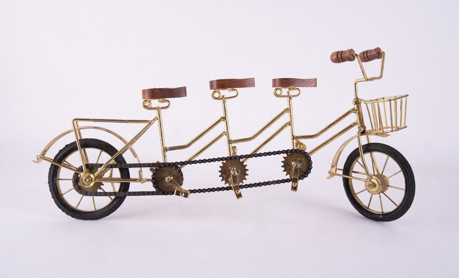 Vintage Brass Miniature Tandem Bike