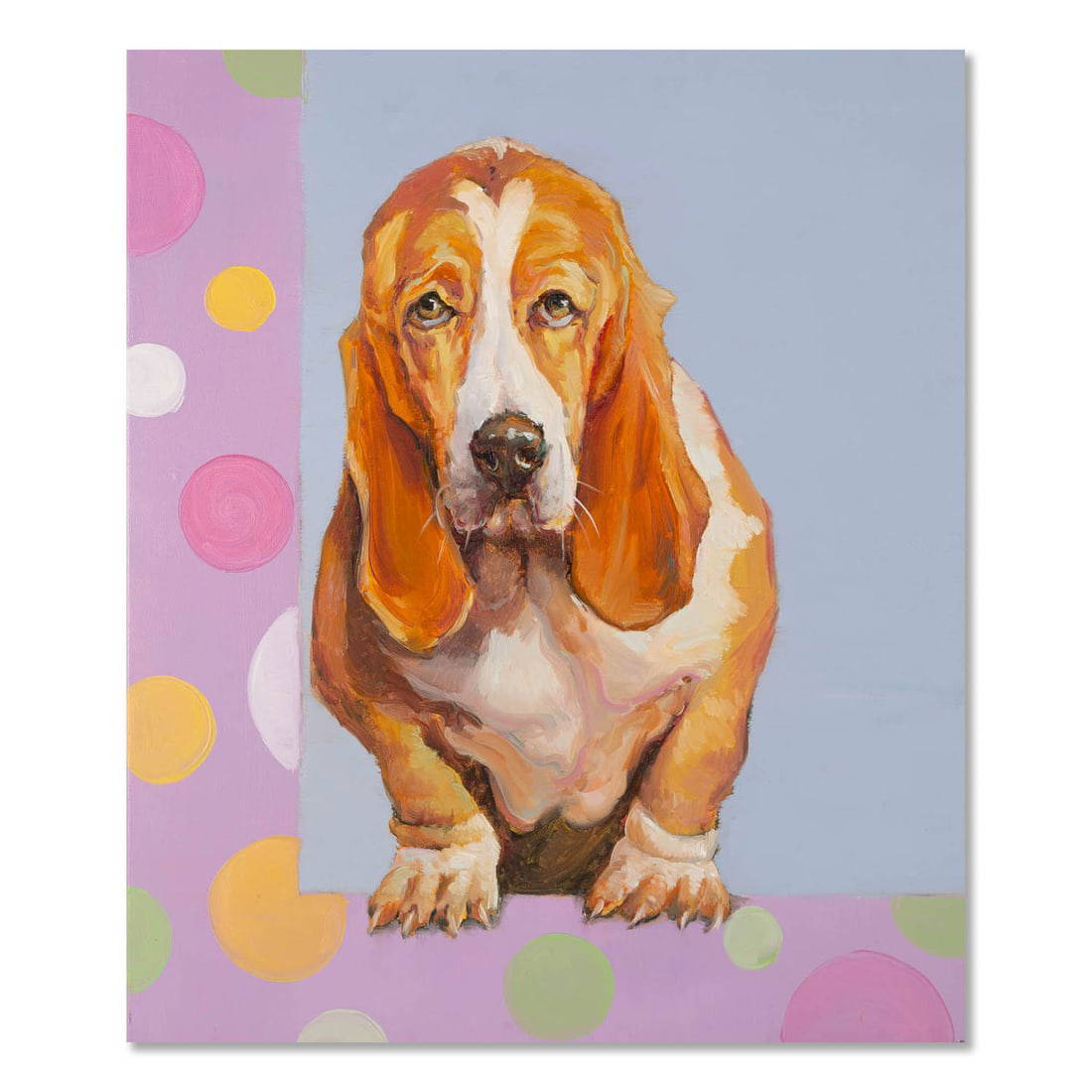 Yanmin Zhang Impressionist Original Oil On Canvas "basset Hound" Auction