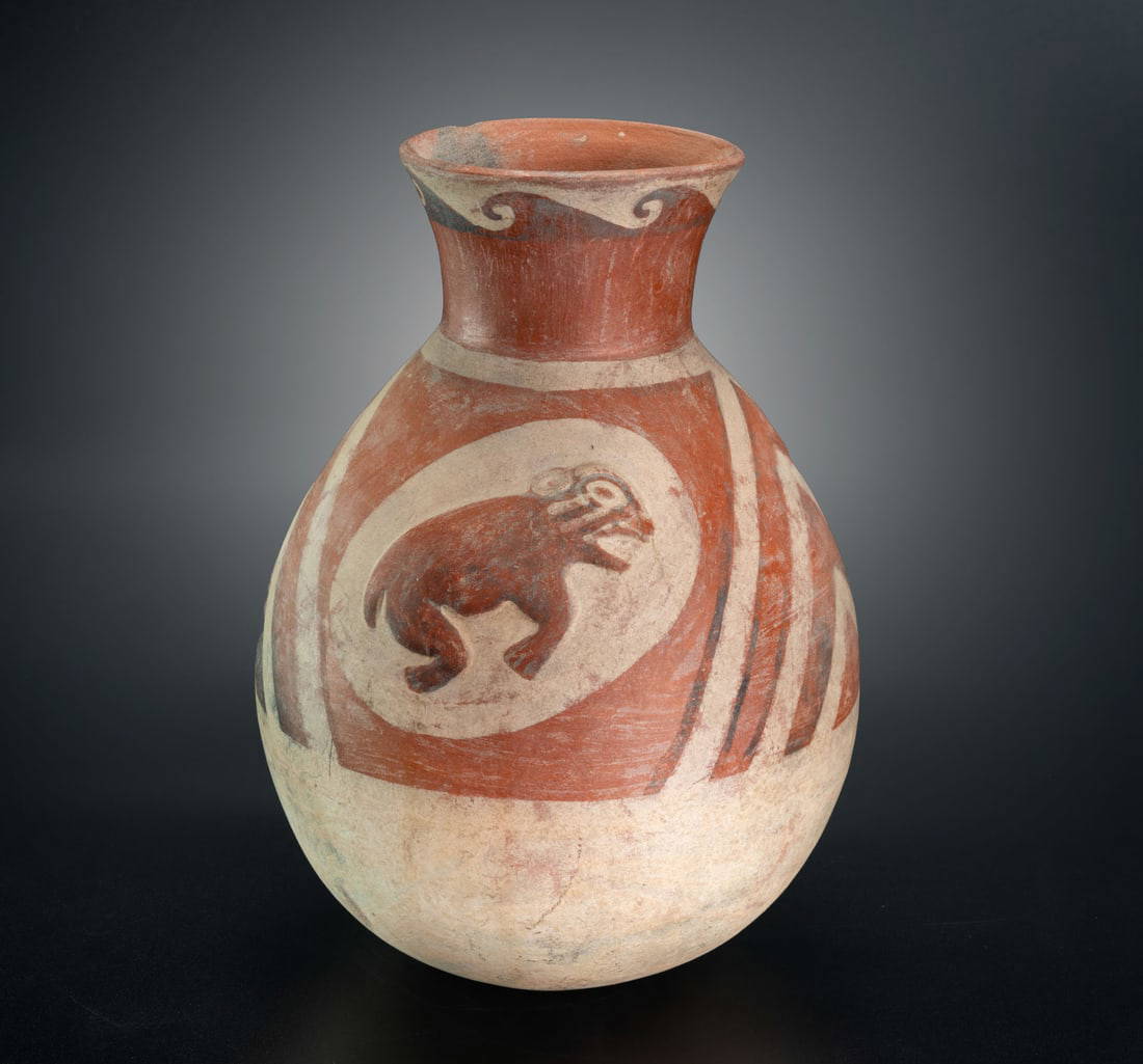 A Spouted Jar With Relief And Painted Decoration Of A Sea Lion, Early ...