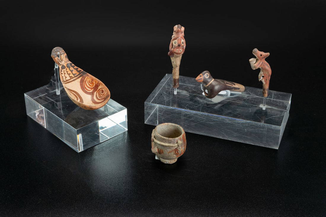 A Group Of Miniature Vessels And Musical Instruments, Early Nasca, Peru ...