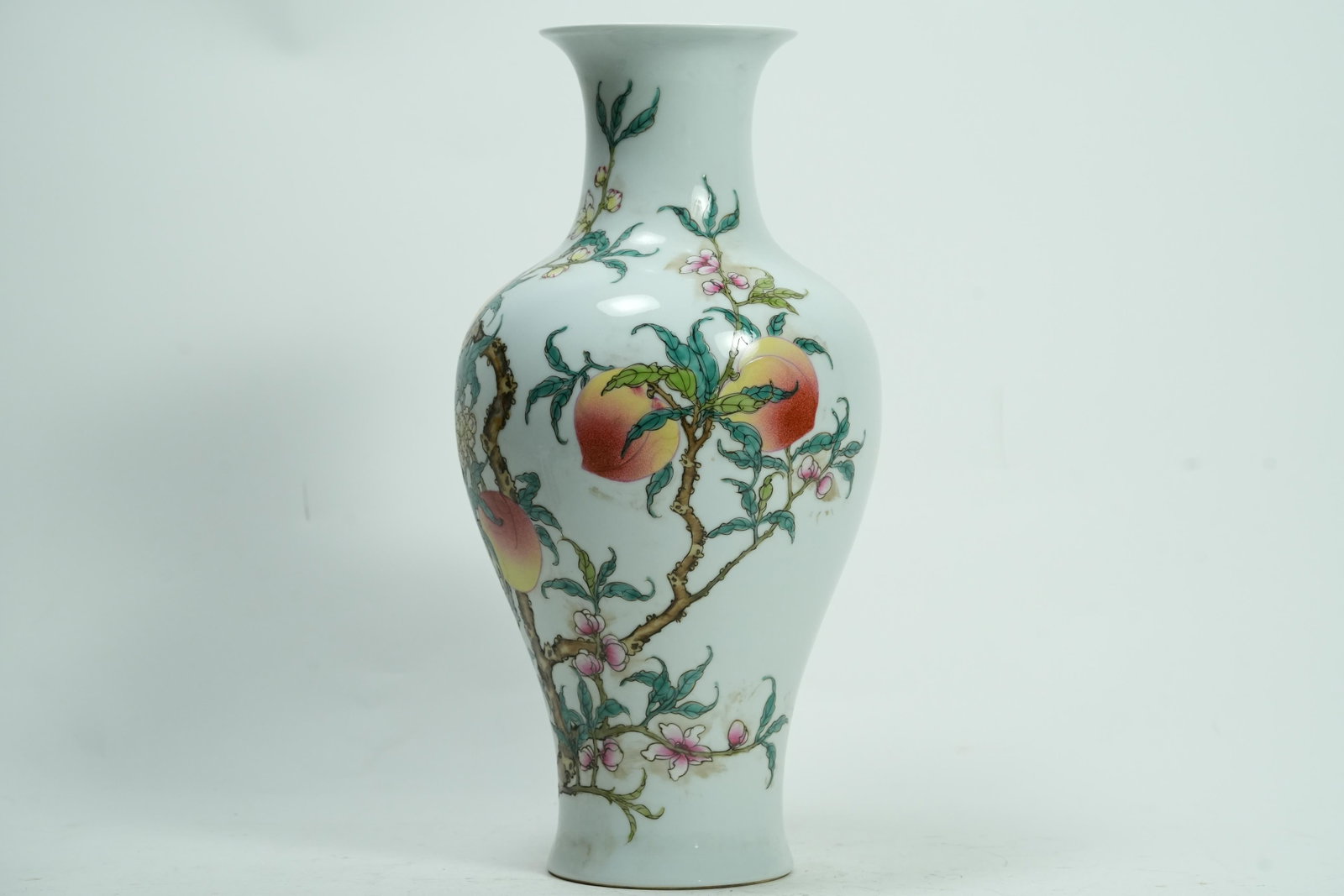 Chinese Tall Peach Vase