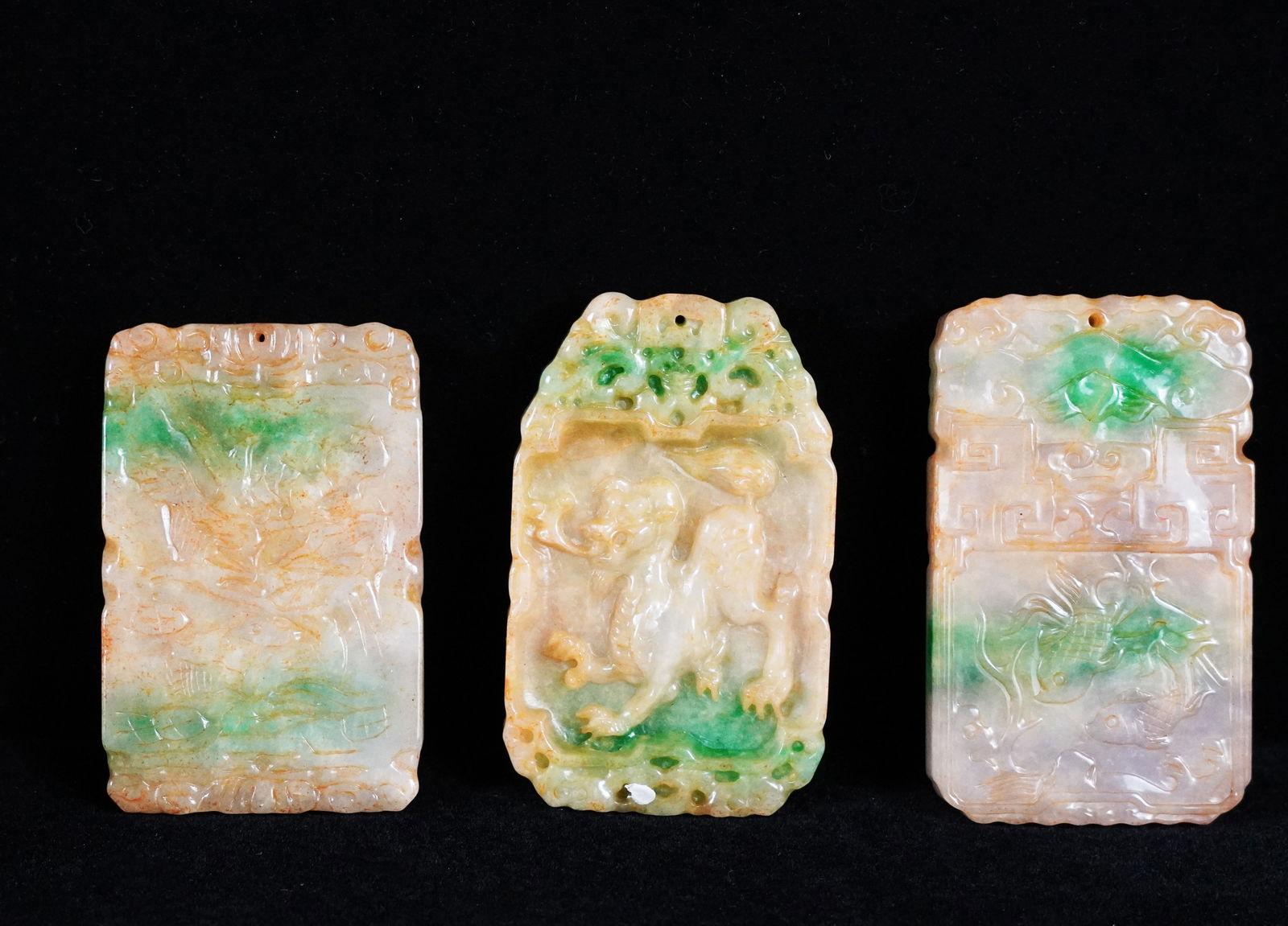 3 Pcs Chinese Jadeite Plaques Auction