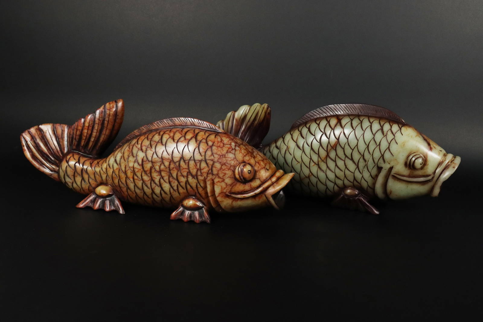 2 Chinese Stone Fish Auction