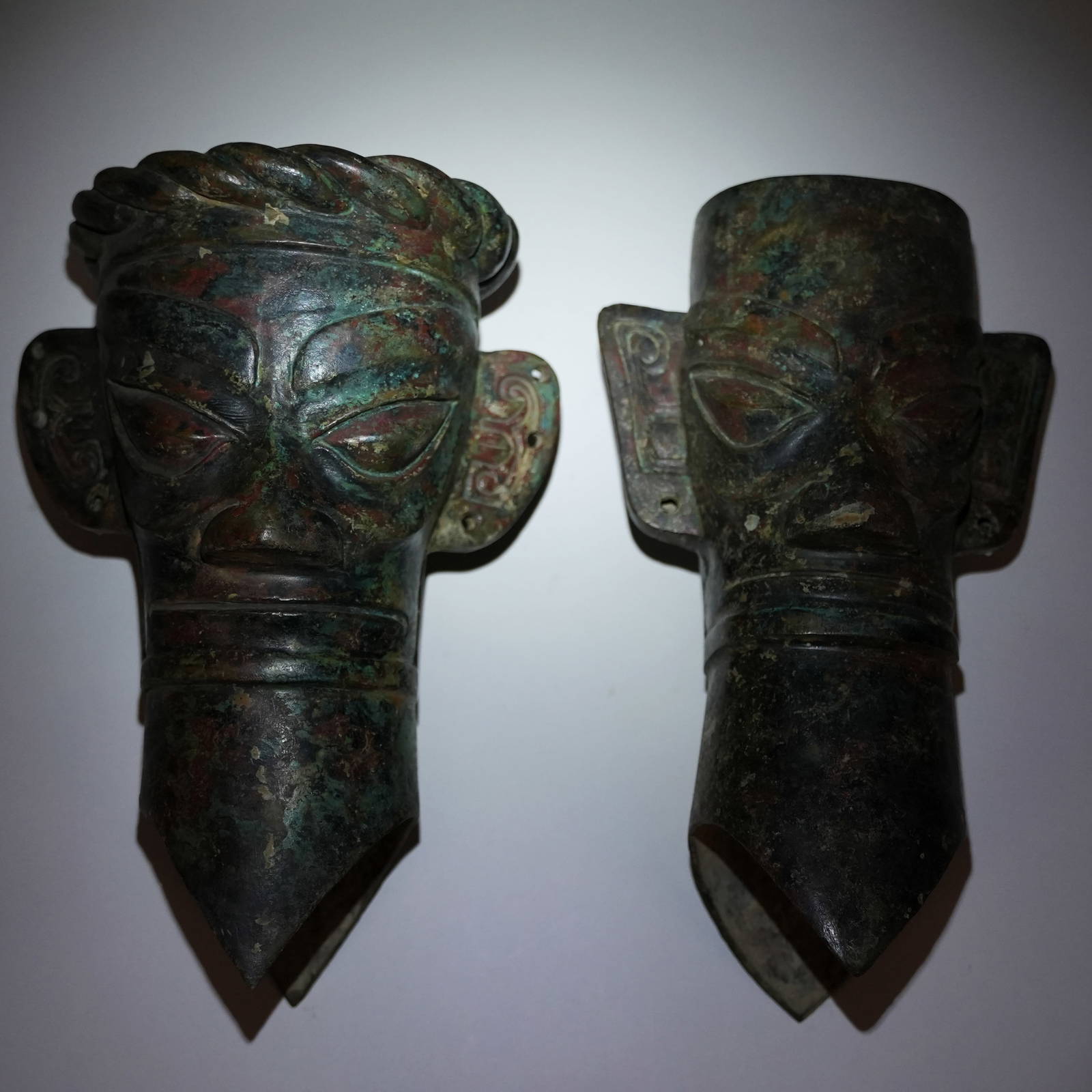 2 Chinese Bronze Masks Auction