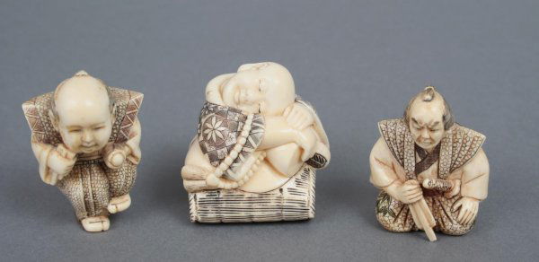 Three Ivory Netsukes & Oujimes