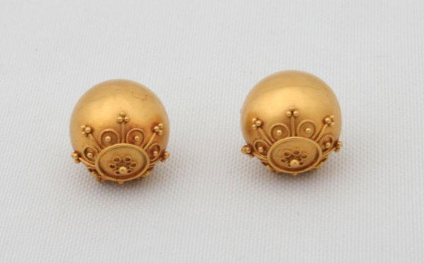 Pair Of Victorian Etruscan Revival Earring Covers