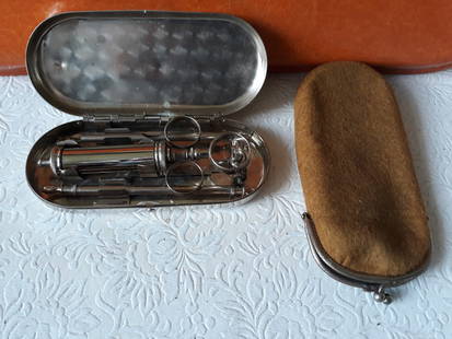 Antique Ww I Era Medical Field Syringe Kit W/case