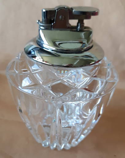 Vintage Lead Crystal Table Lighter Butane!