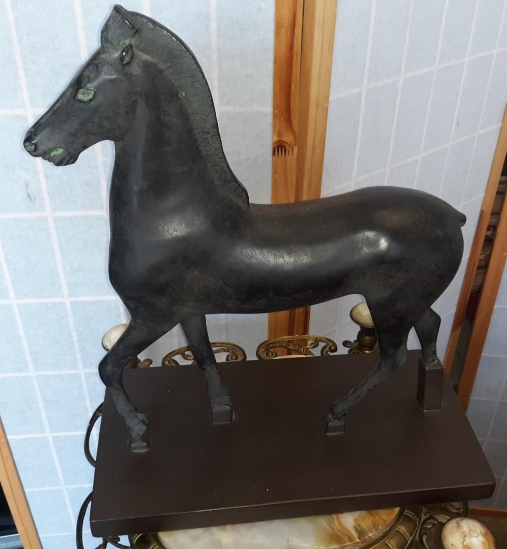 Vintage Patinated Plaster Greco-Roman Stylized Horse Statue Sculpture ...