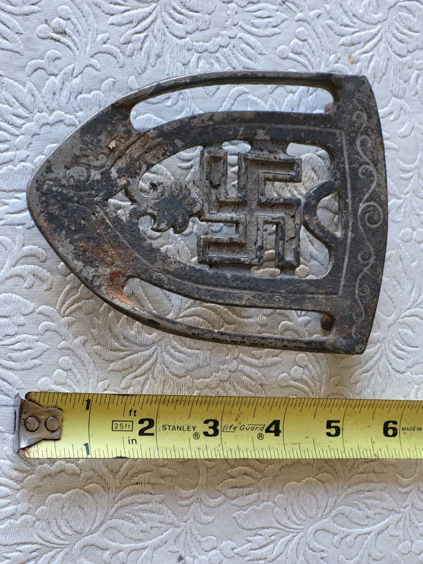 Rare Good Luck Symbol Cast Iron Stand Prosperity Buddhist Hindu Symbol ...