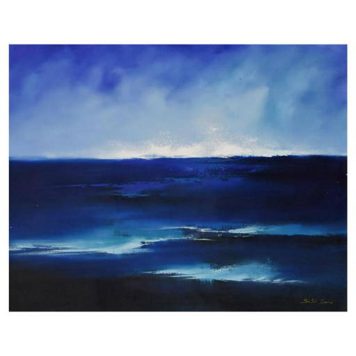 Sisi Sun, "Sea in the Blue" Original Acrylic Painting on Canvas (39" x ...