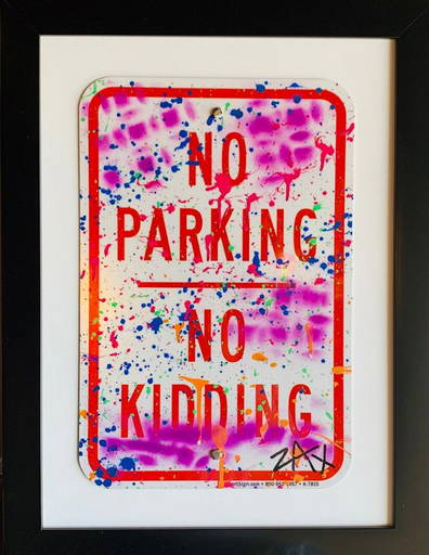 E.m. Zax Hand Painted Metal Street Sign "no Parking