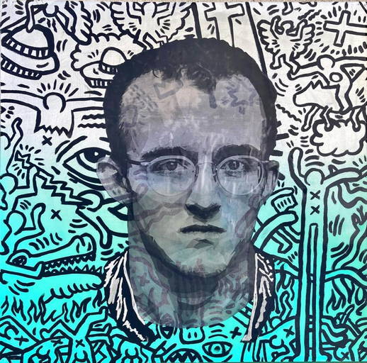 Buy Bryan Avila Keith Heron Mixed Media on wood "Keith HAring - Art ...