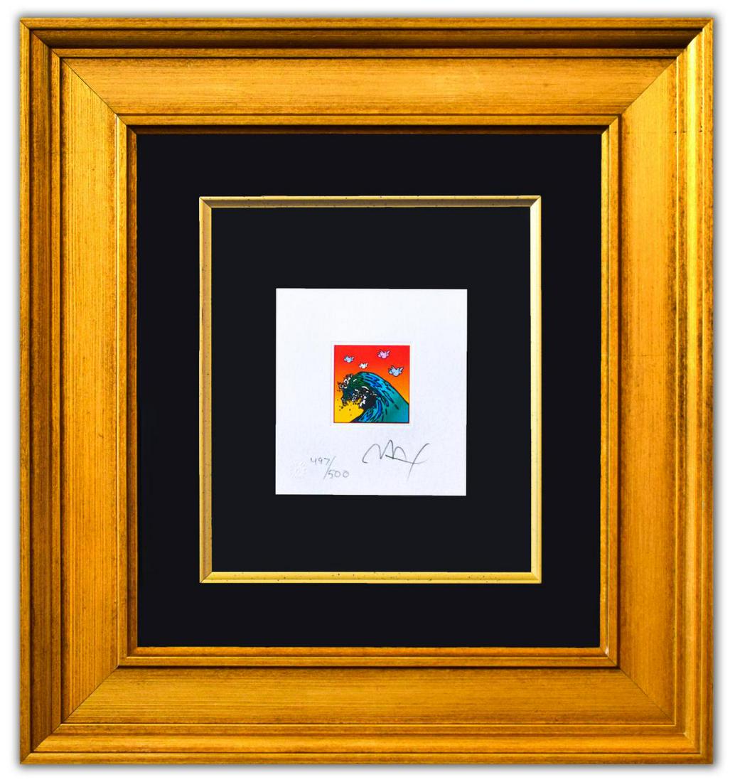 Peter Max Original Lithograph "the Great Wave With Doves (mini)"