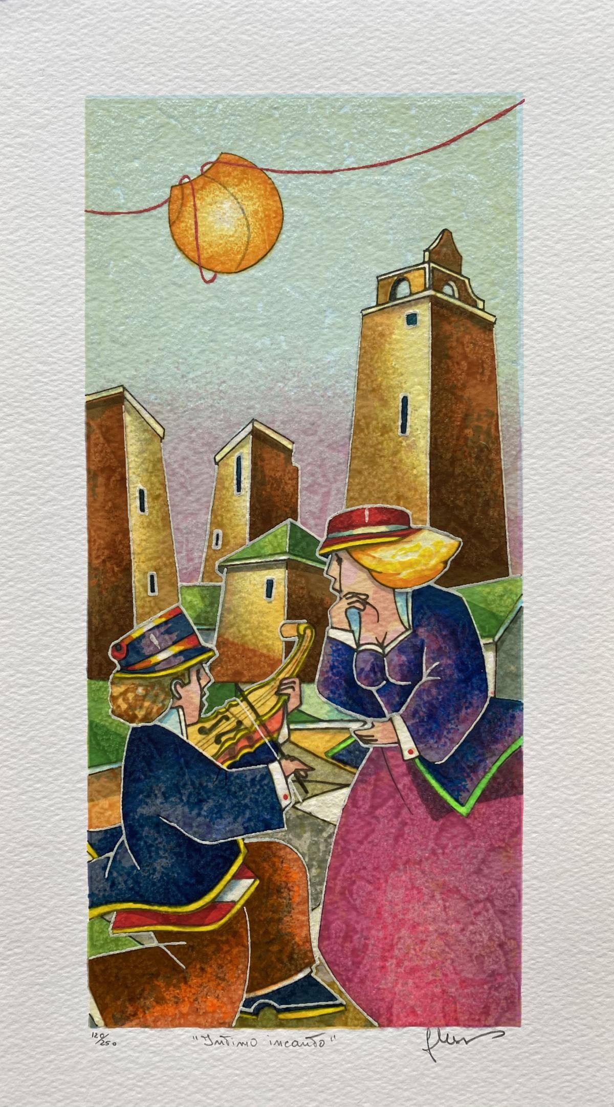 Francesco Nesi- Original Serigraph On Paper "intimo Incanto" Auction