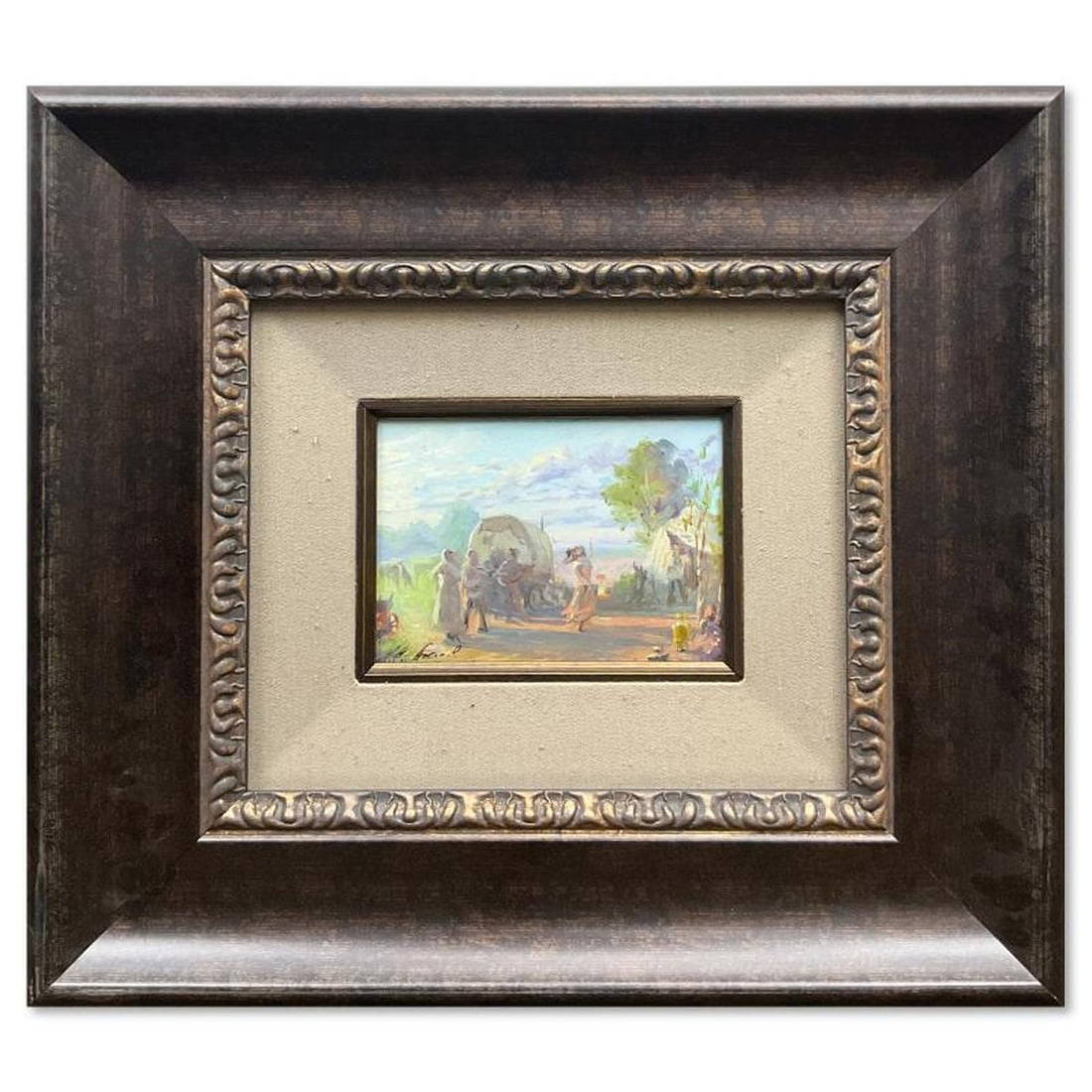 Alexander Akopov, "gypsies" Framed Original Oil Painting On Board, Hand ...