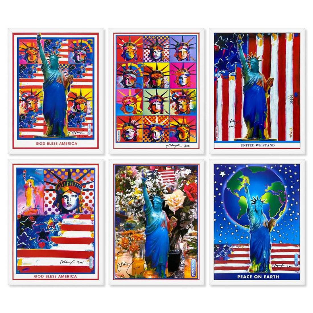 Peter Max, "6 Piece 911 Set" Framed Hand Signed Offset Lithograph Set ...