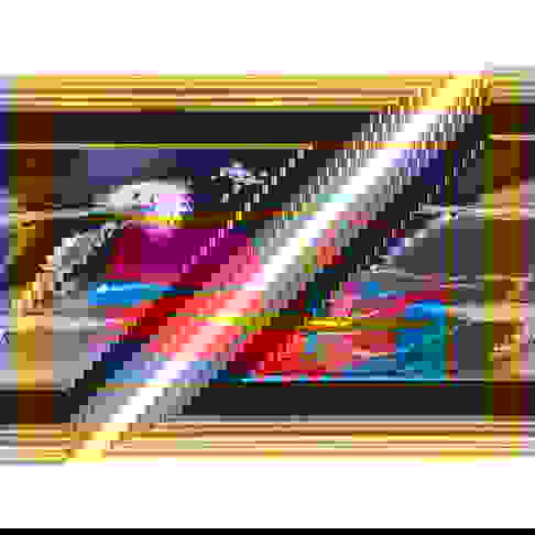 Peter Max, "new Moon" Framed One-of-a-kind Acrylic Mixed Media (36.5" X ...