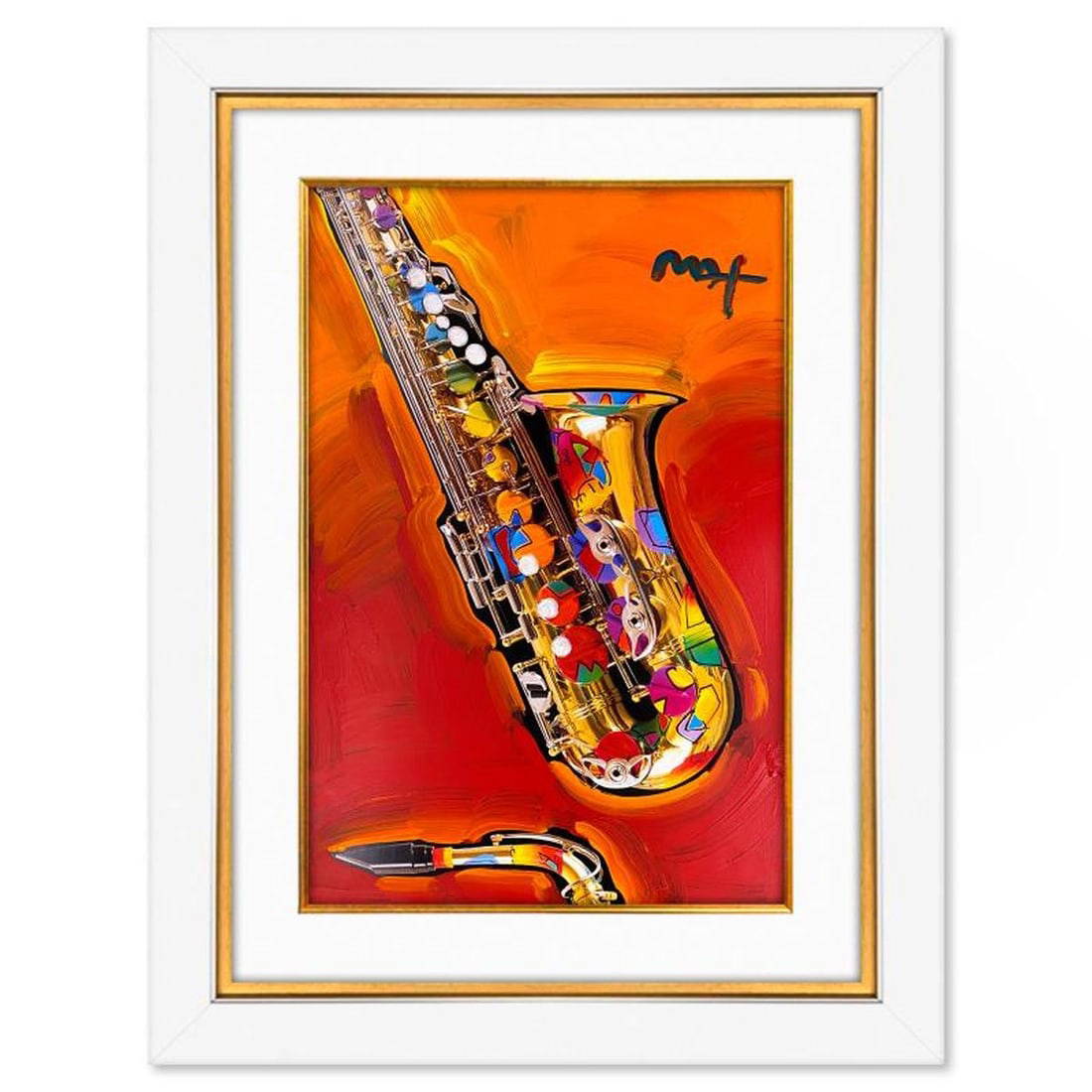 Peter Max, "jazz" Framed One-of-a-kind Mixed Media, Hand Signed With ...