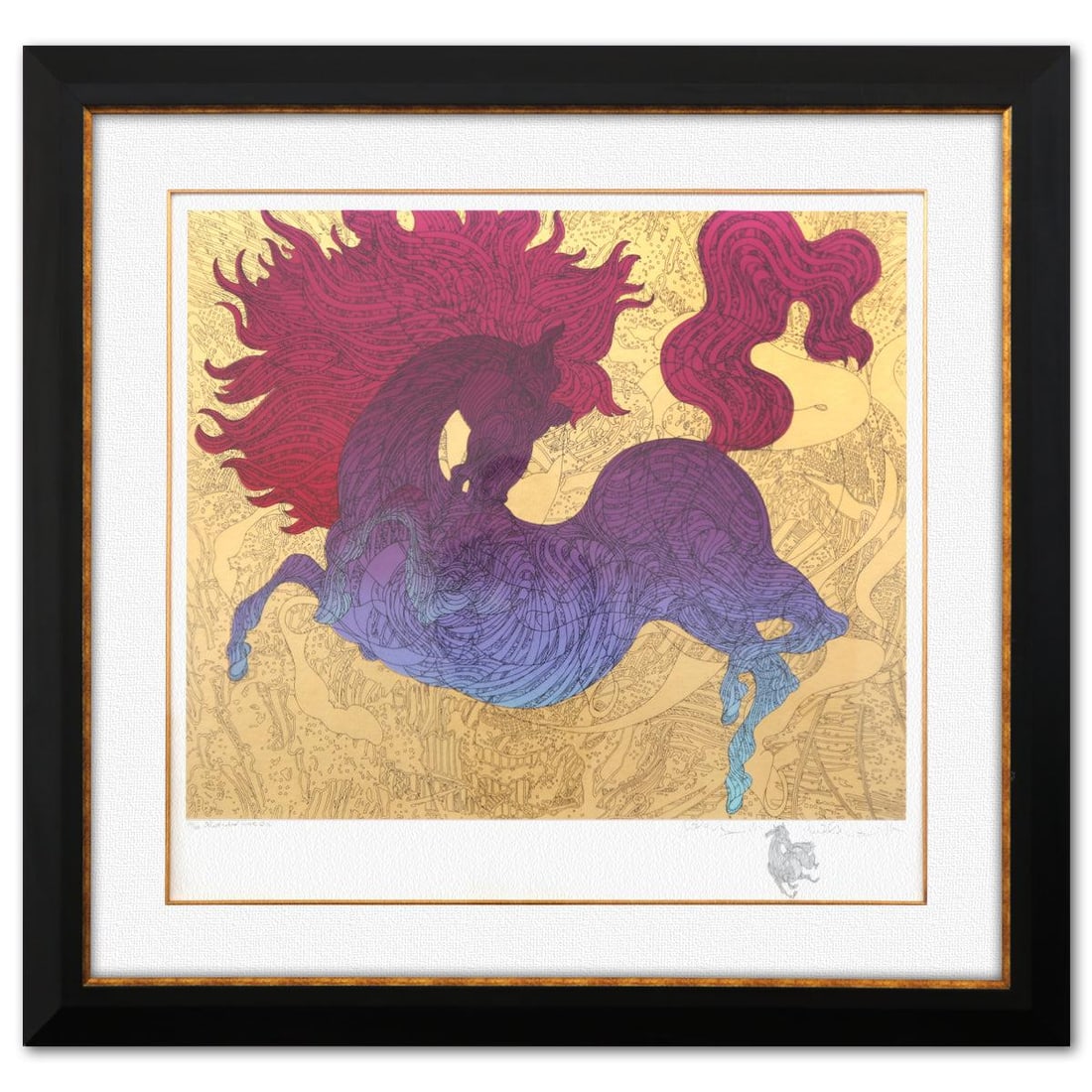 Azoulay- Limited Edition Remaque Gold Leaf Serigraph "le Cheval Ilustre ...