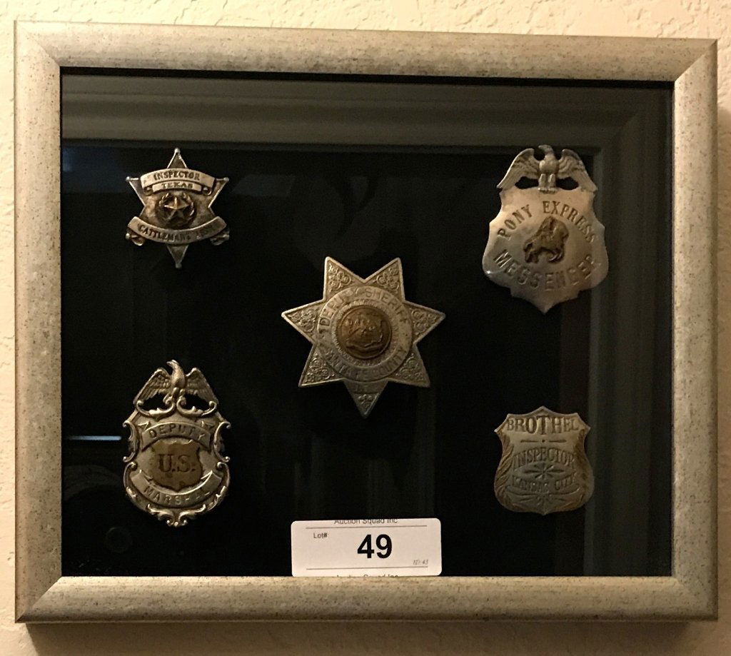 5 Original Vintage Badges; Pony Express Messenger