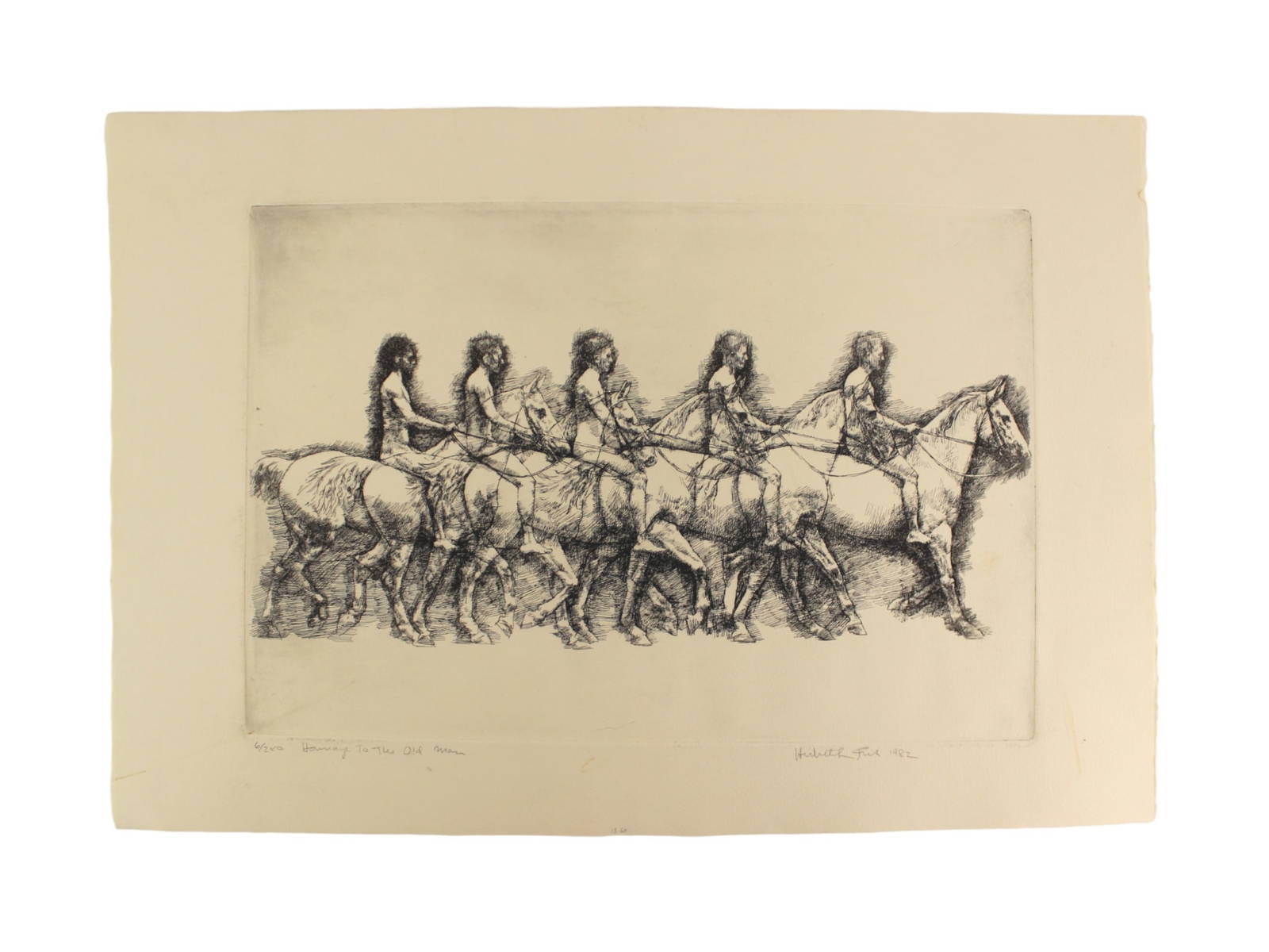 Herbert L Fink, Homage To The Old Man, Etching Auction