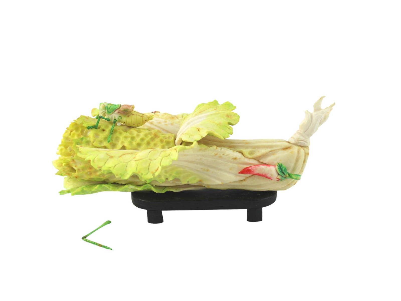 Chinese Bone Carved Cabbage With Grasshopper Auction